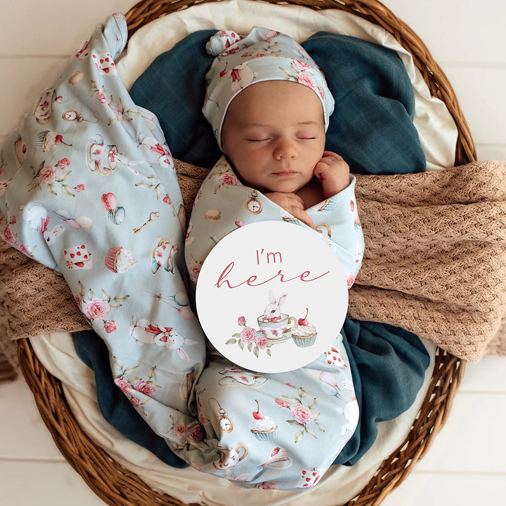 White Rabbit Organic Jersey Wrap & Beanie Set | Snuggle Hunny – Two ...