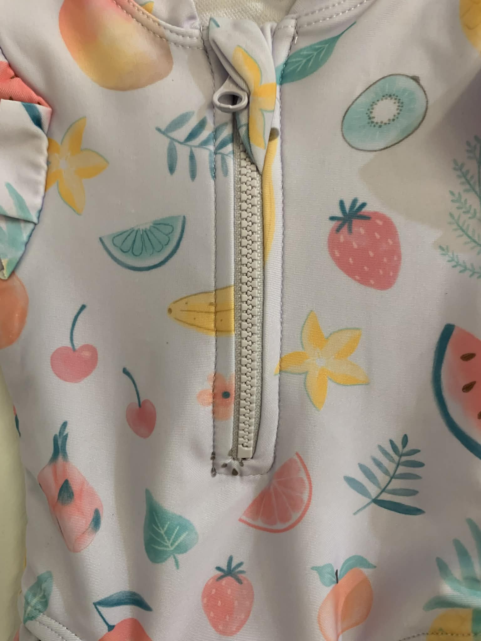 L/S Frilly swimsuit- Fruity Print-000 – Two Little Friends